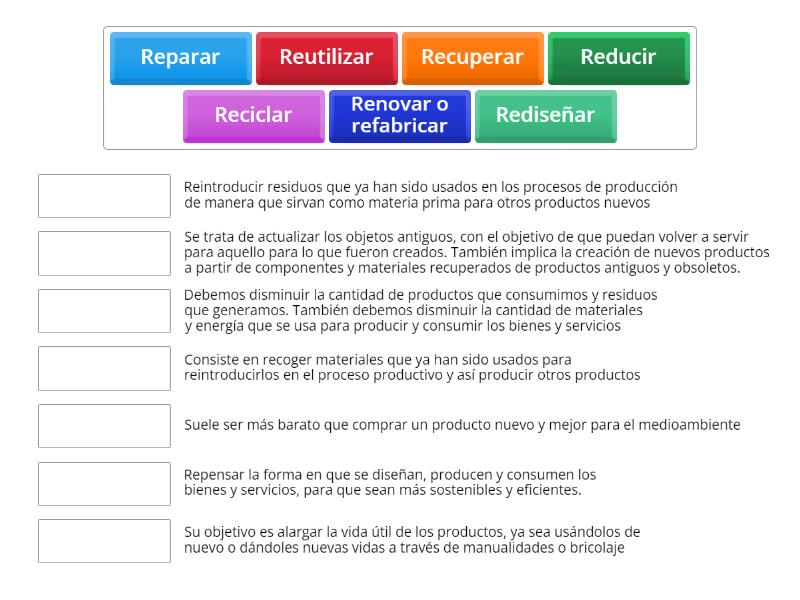 Economía Circular. Las 7 R - Match up