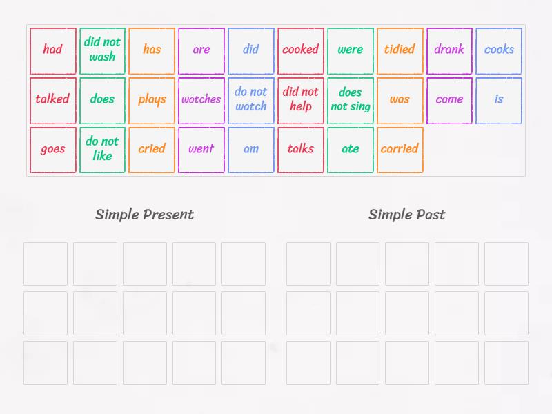P4 Simple Present Vs Simple Past (2) - Group sort