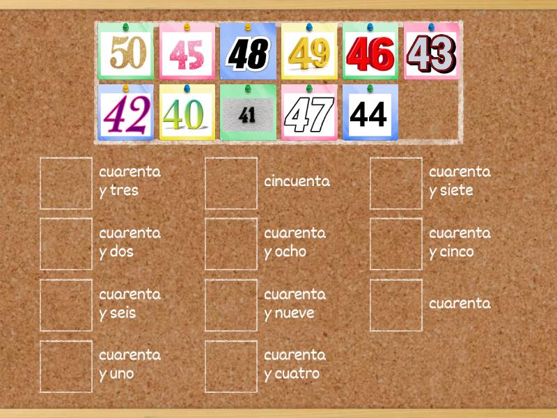 NUMEROS DEL 40 AL 50 - Match up