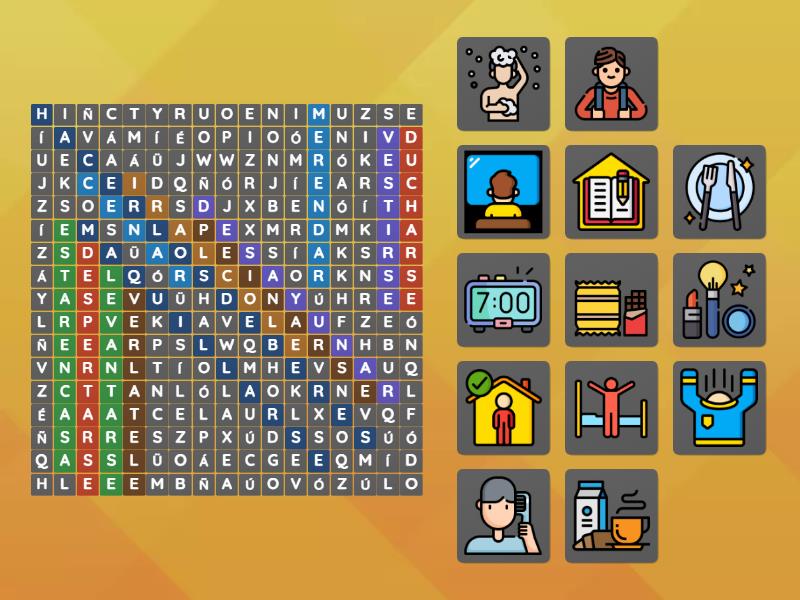 Sopa de letras_Mi rutina diaria - Wordsearch