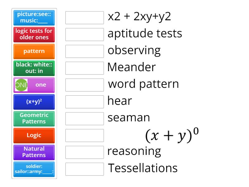 Match the Word Analogy - Match up