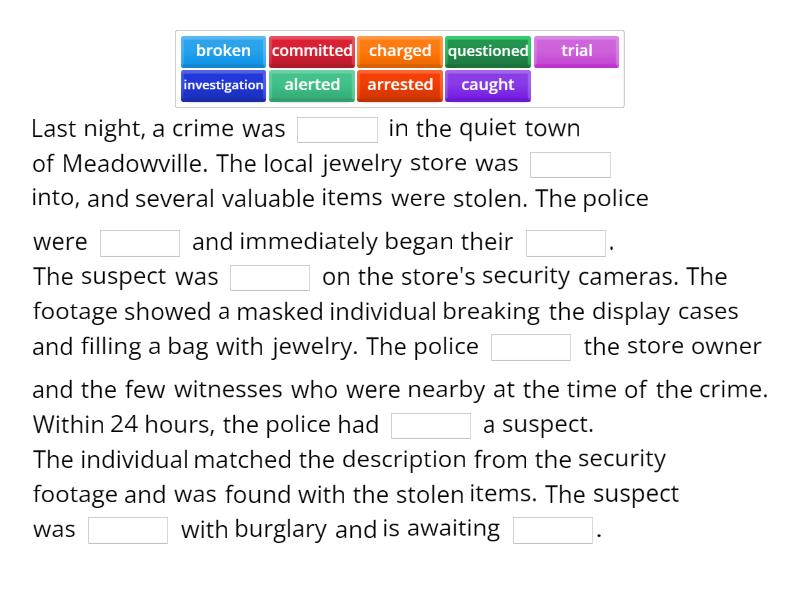 EF B2 unit 8A crime, vocabulary practice - Complete the sentence