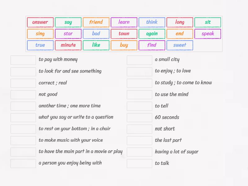 1000 B1 Unit 4 - Match up