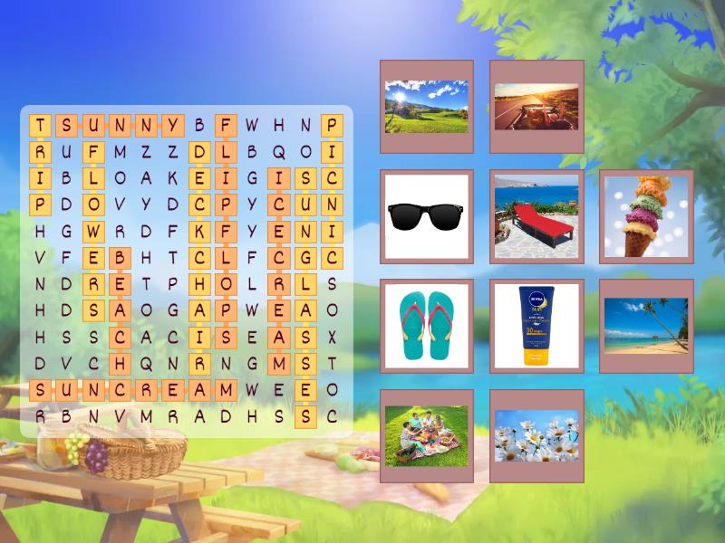 Summer vocabulary - Wordsearch