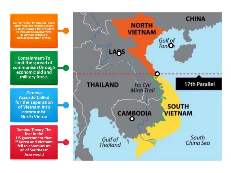 Causes of the Vietnam War Map - Labelled diagram