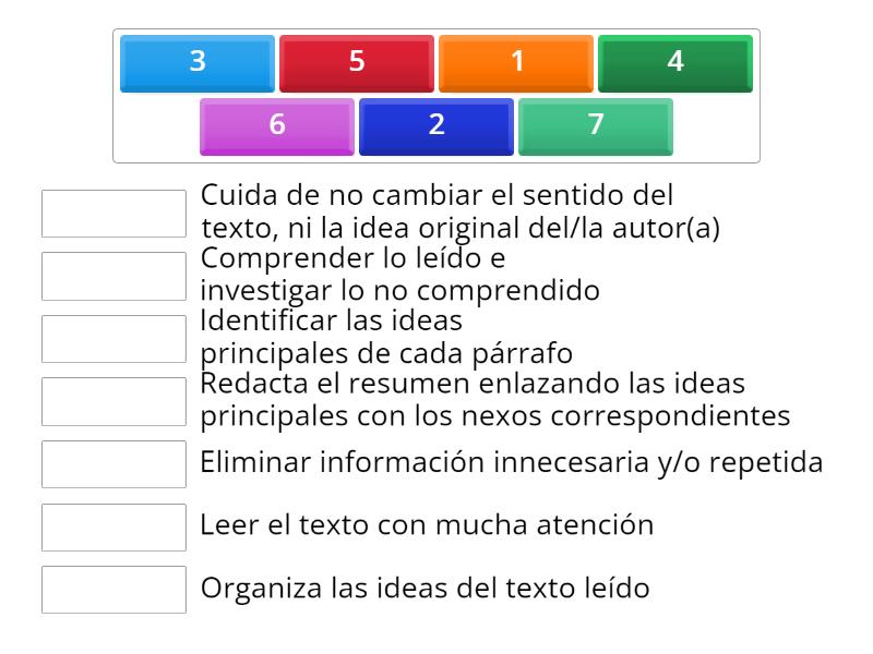 Pasos para hacer un resumen - Match up
