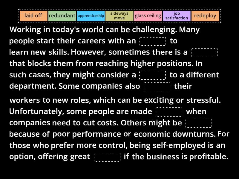 Employment B1 voc. - Complete the sentence