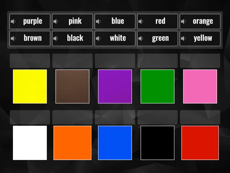 Colours Red, Yellow, Green, Blue, Pink, Purple, Orange, Brown, black ...