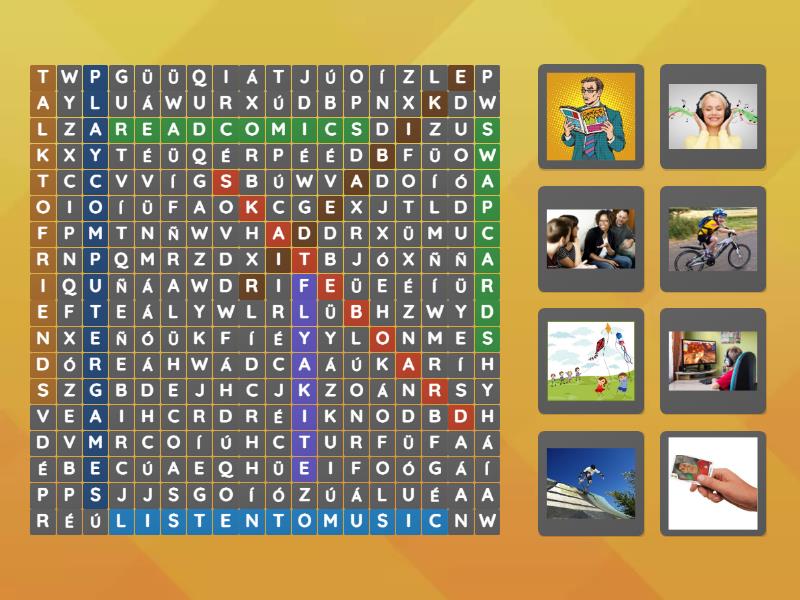 Vocabulary about hobbies - Sopa de letras