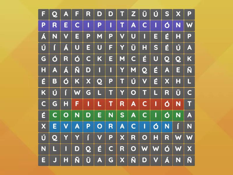Ciclo del agua 2 - Sopa de letras