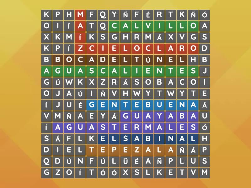 Aguascalientes - Sopa de letras