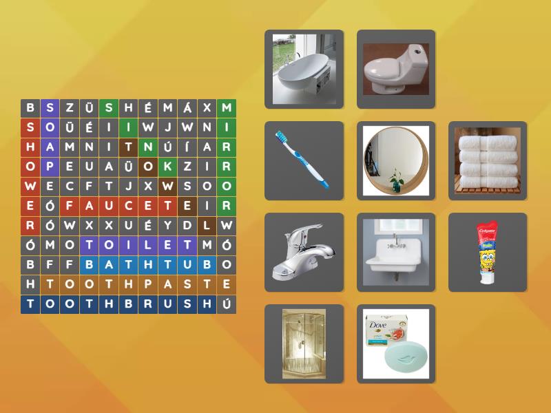 Bathroom Vocabulary - Wordsearch