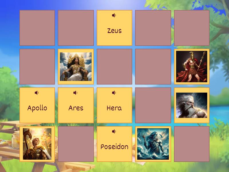 GREEK GODS AND GODDESSES - memory - Matching pairs