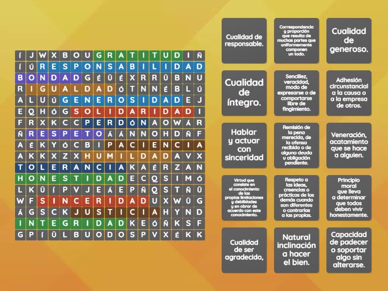 Sopa de Letras - Valores - Tutoria - Prof. Adrian - Caça-palavras