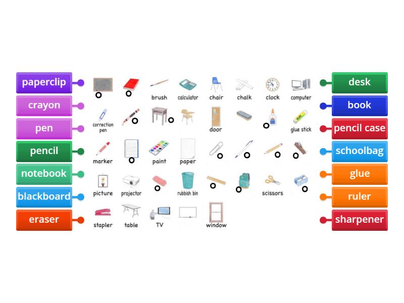 School objects - Labelled diagram