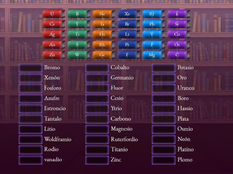 Encuentra el simbolo quimico - Match up