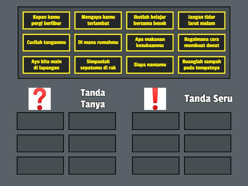 Penggunaan tanda tanya dan seru - Group sort