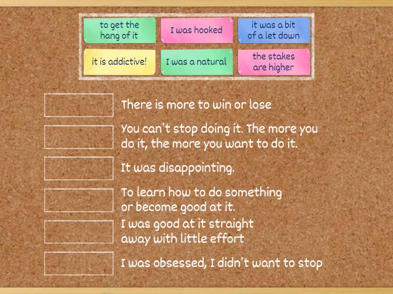 Gold Experience B2 unit 5 listening (phrases) - Match up