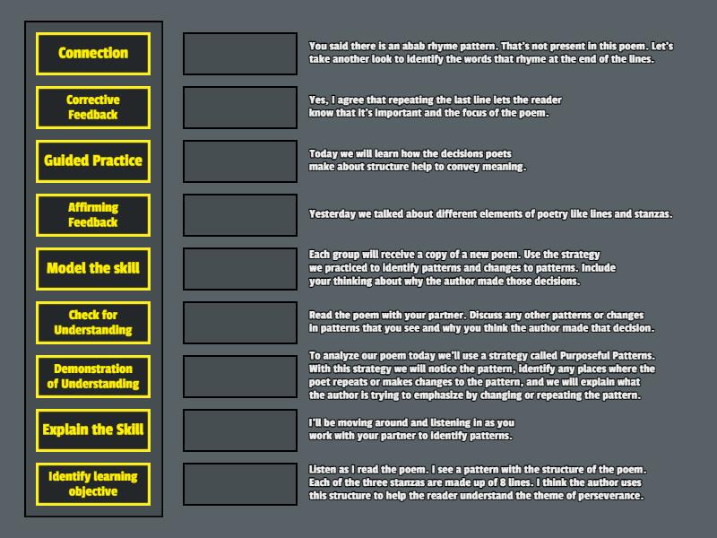 Explicit Teach Components - Match up