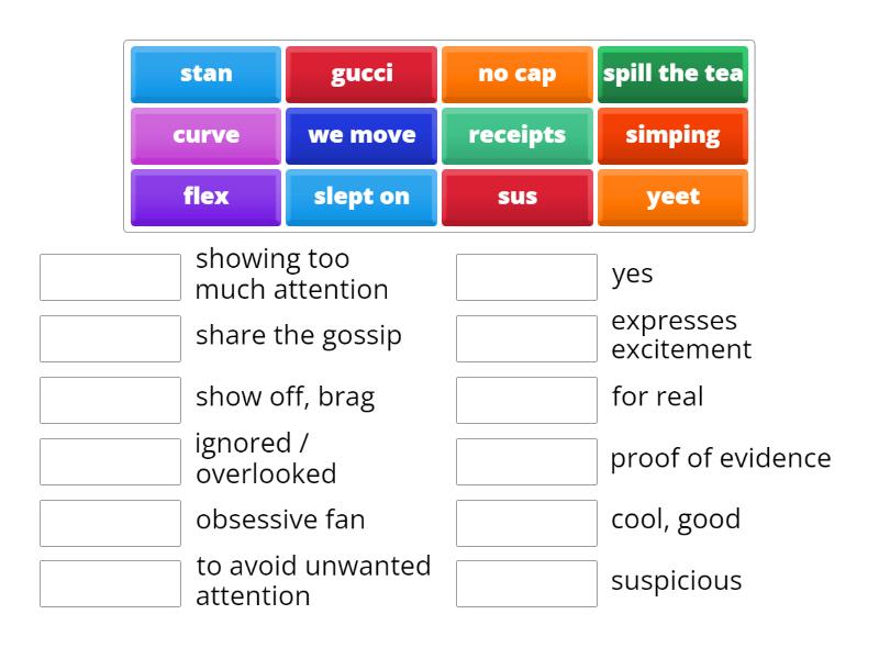 slang words - Match up