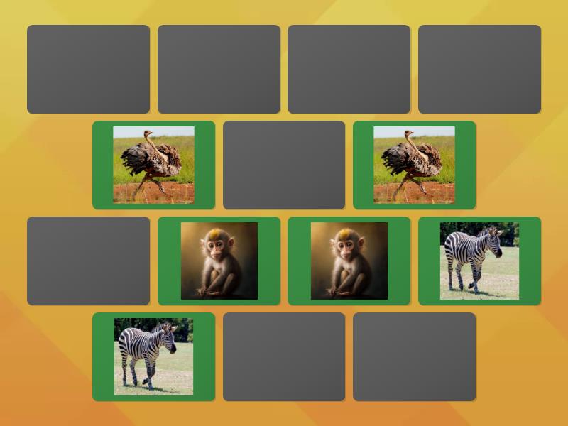 Handa's Surprise animal matching memory game - Matching pairs