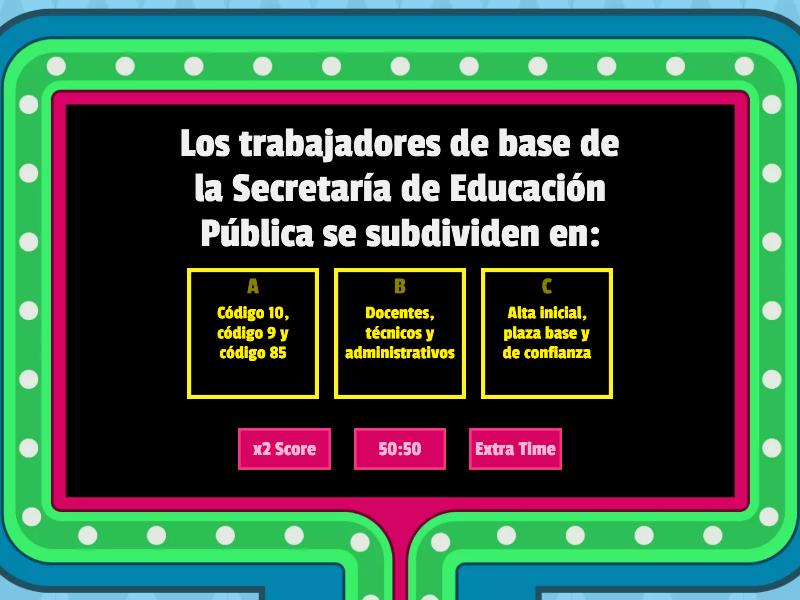 Reglamento de las condiciones generales del trabajo del personal de la SEP - Concurso de preguntas