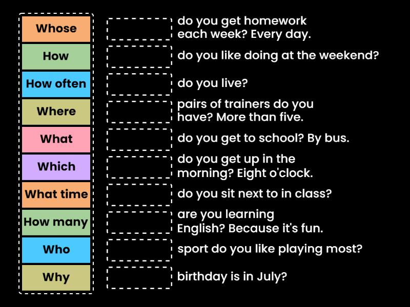 PRACTICE: QUESTIONS WORDS (FLYERS) - Match up