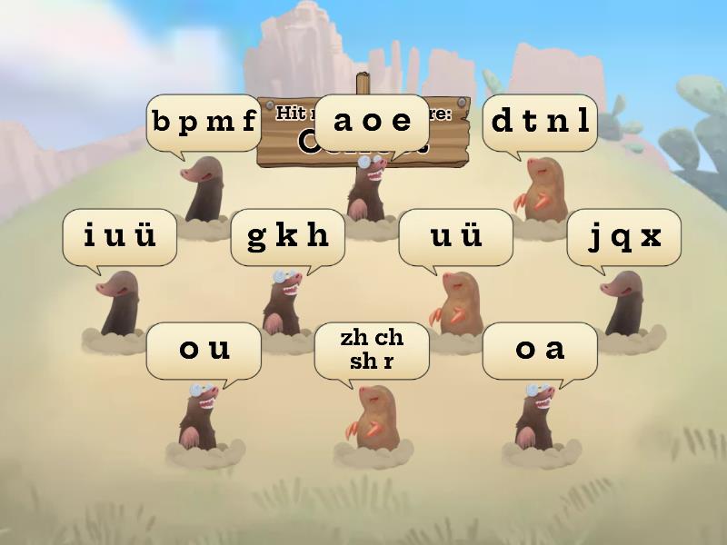 Hit only Pinyin sheng mu (the initial sound) - Whack-a-mole