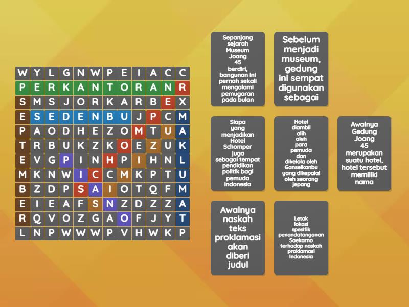 sejarah - Wordsearch