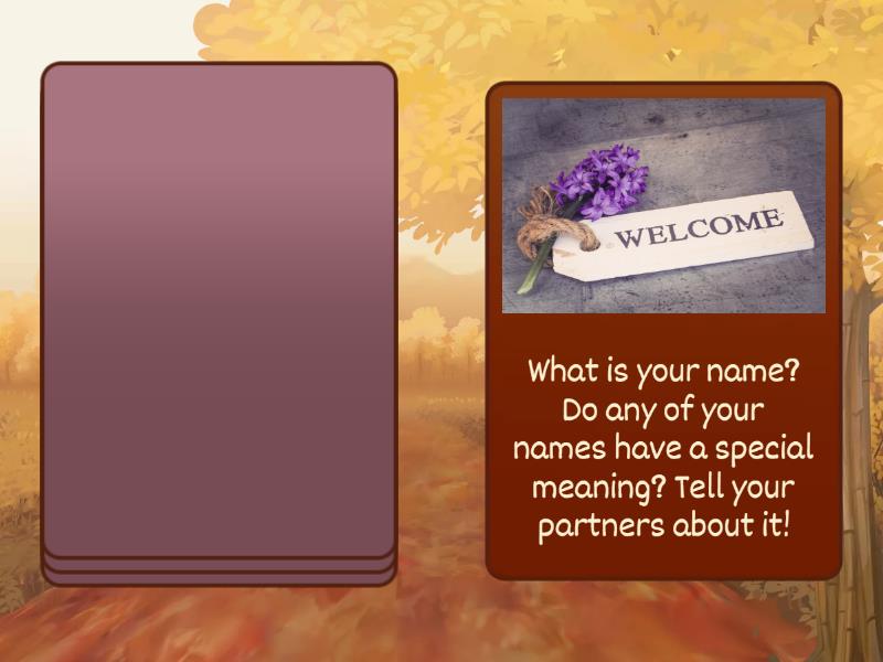 PW 2B Welcome questions - Speaking cards