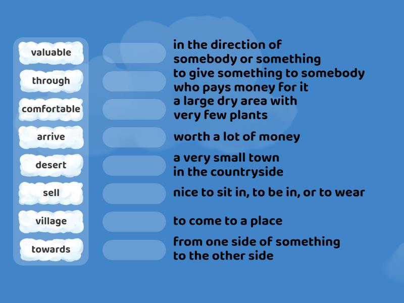 Words in a story - Match up