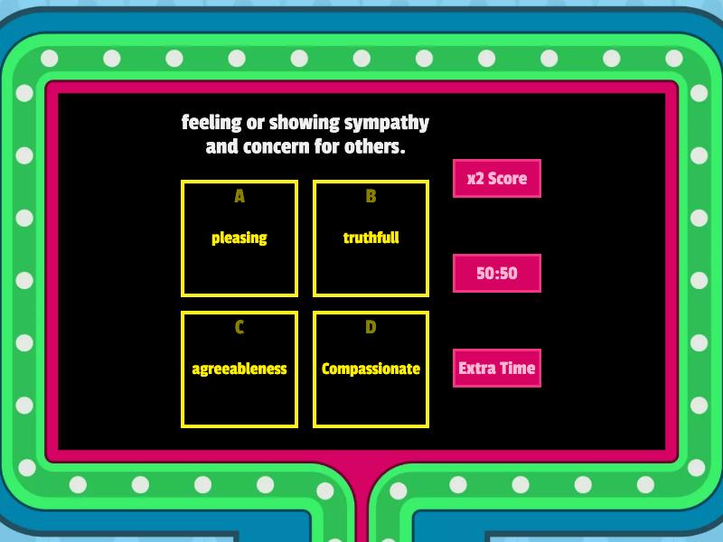 Personality Traits - Gameshow quiz