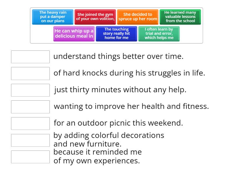 Match parts of sentences - Match up