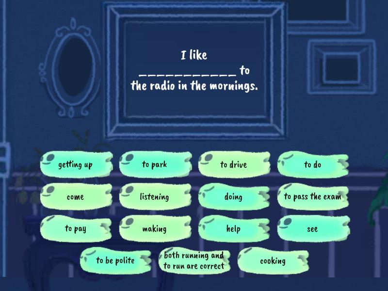 Verb + Ving or Verb + infinitive pairing game - Find the match
