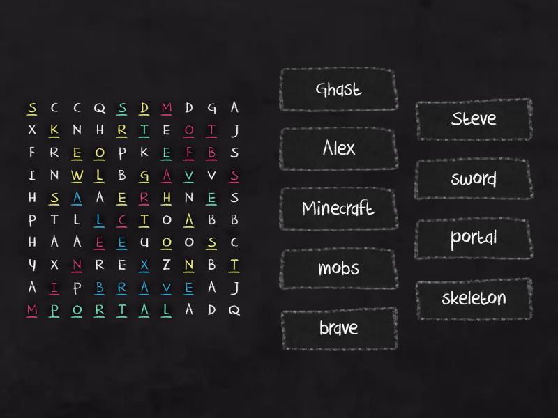 Minecraft-Themed Word Find for Level III - Wordsearch