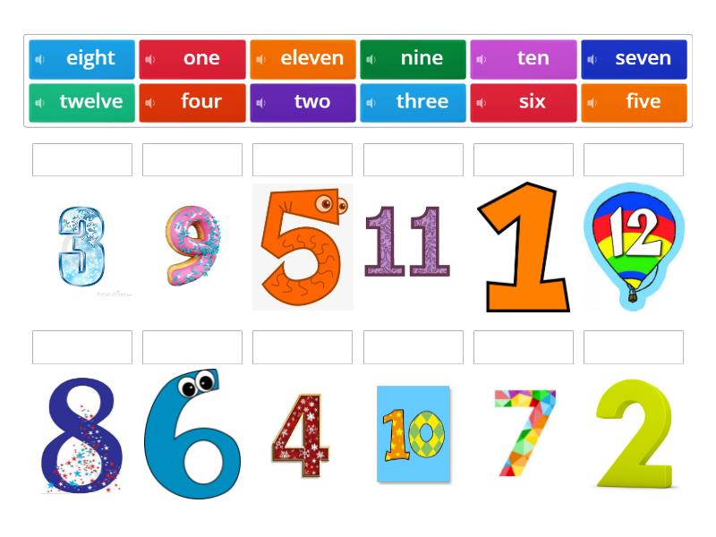 Match Numbers 1-12 cards - Match up