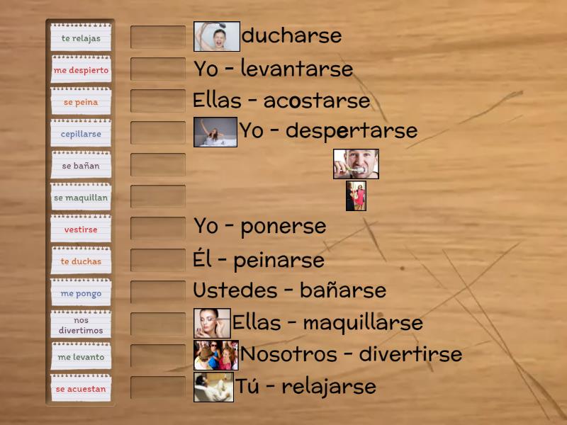 Verbos reflexivos - Une las parejas