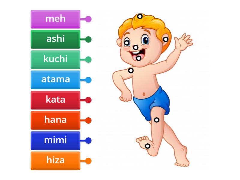 Body parts in Japanese 1 (Romaji version) - Labelled diagram
