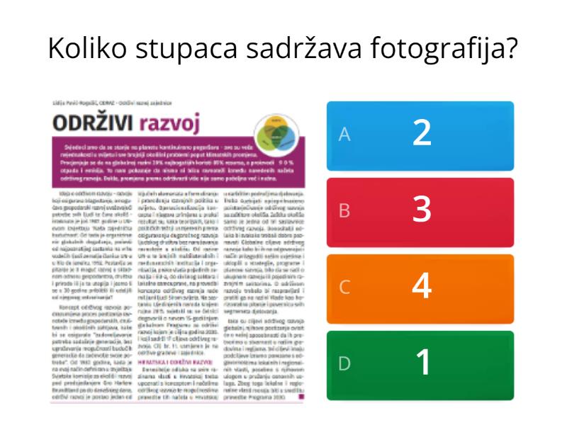 Tekst u stupcima i fusnote - Quiz