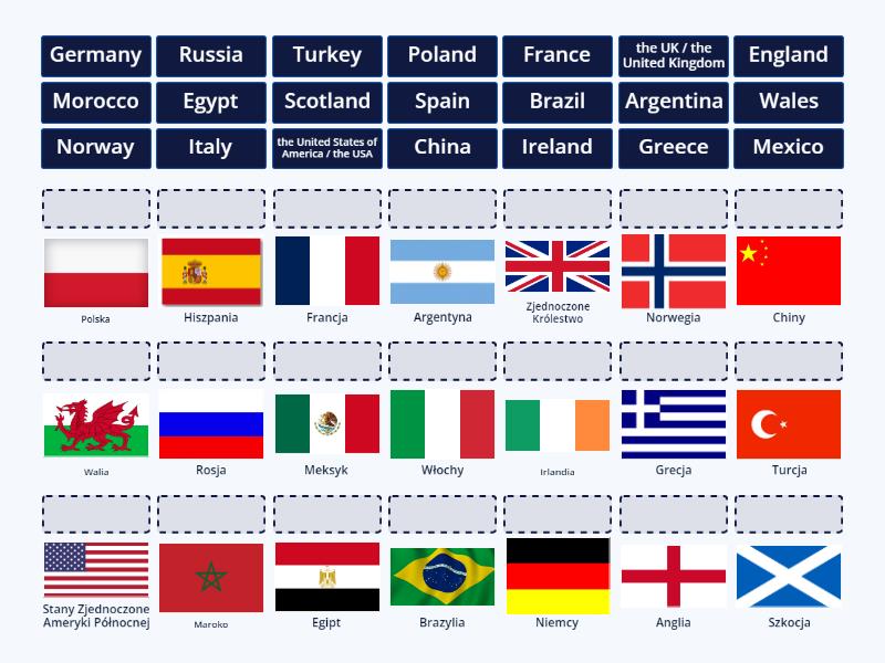 countries and nationalities klasa 5 - Match up
