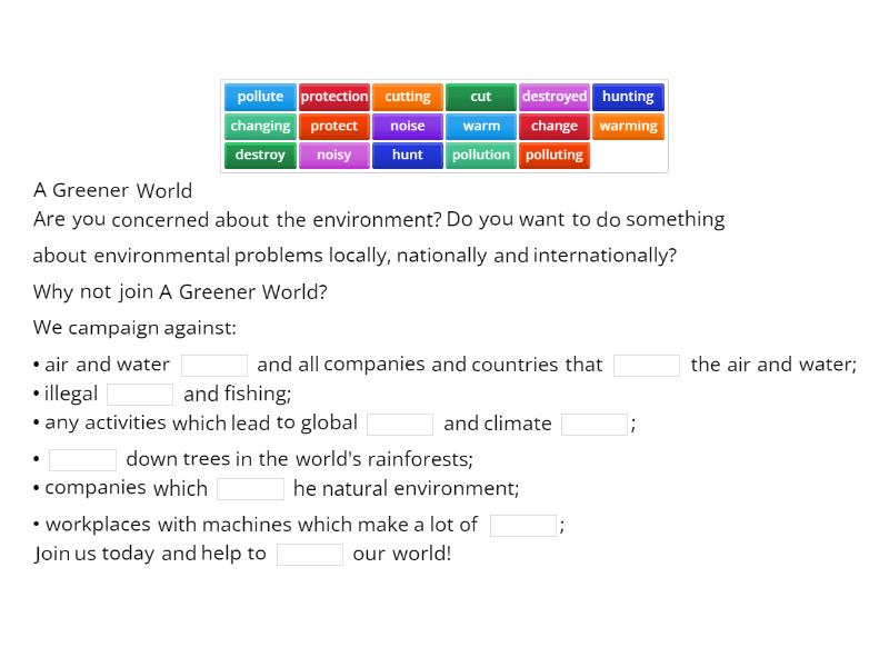 Environmental problems - Complete the sentence