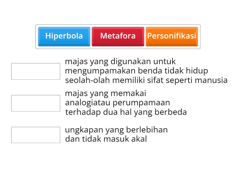 MAJAS METAFORA, PERSONIFIKASI, DAN HIPERBOLA - Match up