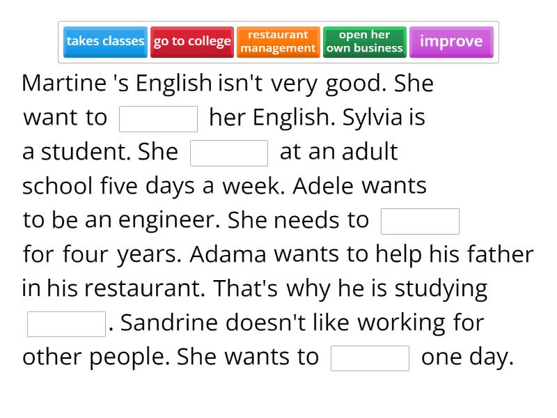 VOCABULARY: LEARNING KEY WORDS - Complete the sentence