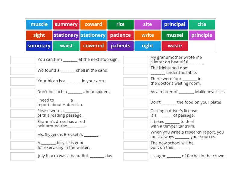 Homophones - Match up