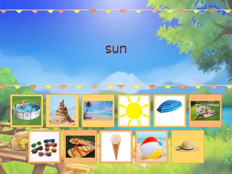 Summer vocabulary for kids - Find the match