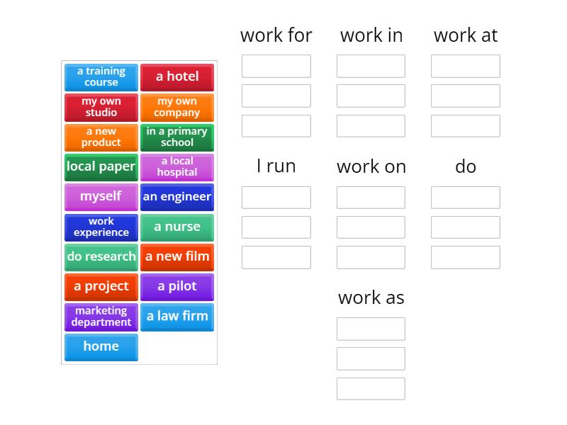 Outcomes Pre-Intermediate Unit 1 work/do - Group sort