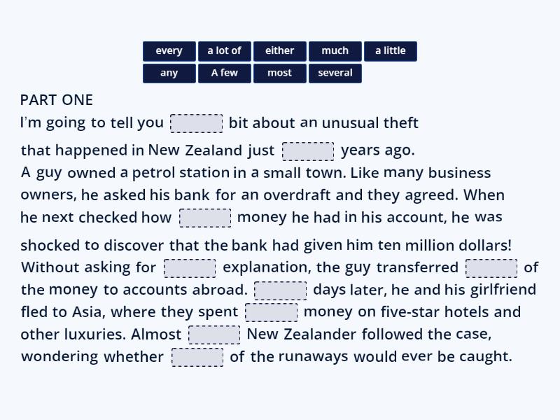 THE RUNAWAY MILLIONAIRES - Complete the sentence