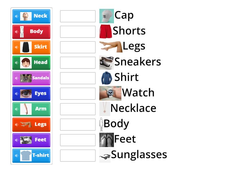 Parts of the body + clothes - Match up