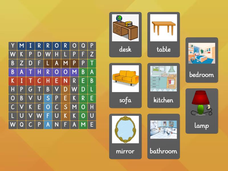 Parts of a House - Wordsearch