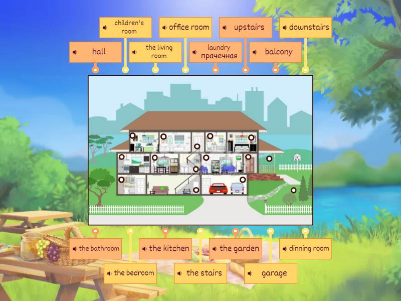 Get involved A1+ Unit 6 House rooms - Labelled diagram